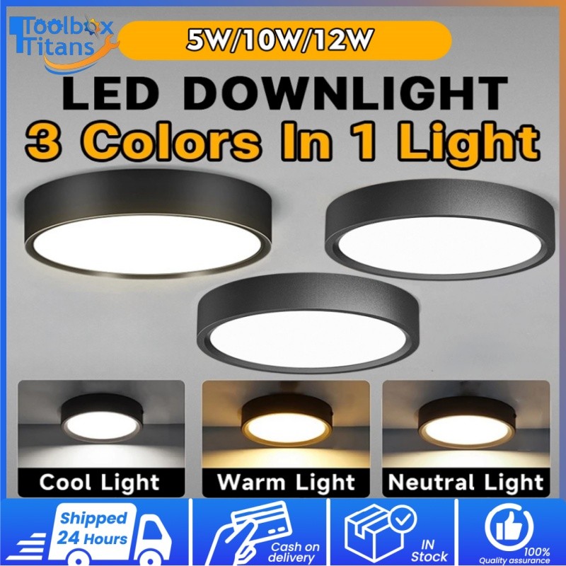 Led Pin Light Surface Mounted Downlight TriColor Ceiling Light 5W/10W ...