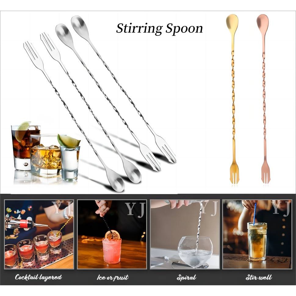 Stirrer Spoon Cocktail Stirring Spoon Milk Tea Juice Stirrer Coffee ...