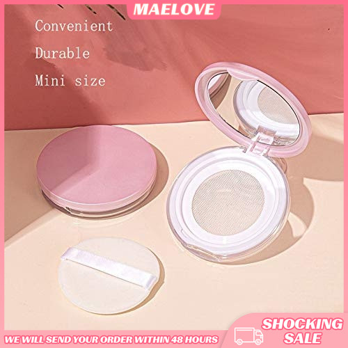 Loose Powder Compact Container with Powder Puff and Mirror Elasticated ...