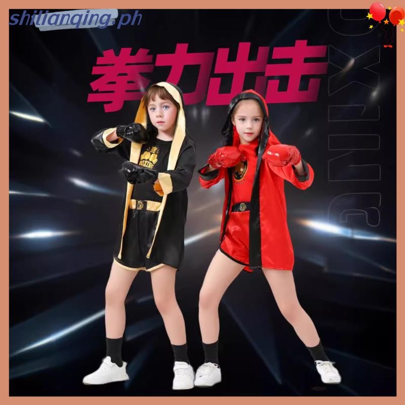 Kids Boxer Cosplay Uniform Costume with Boxing Gloves Halloween ...