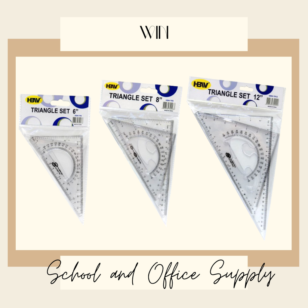 HBW Ruler Triangle Set (set 6, 8 and set 12) | Shopee Philippines