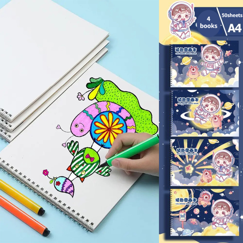 A4 Cartoon Painting Drawing Book Kid's Art 50 Pages Filling With ...