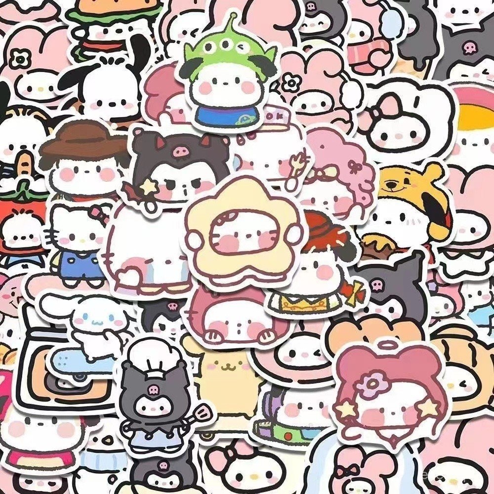 Hand-Painted Sanrio Sticker100Cartoon Cute Niche Personality Notebook ...