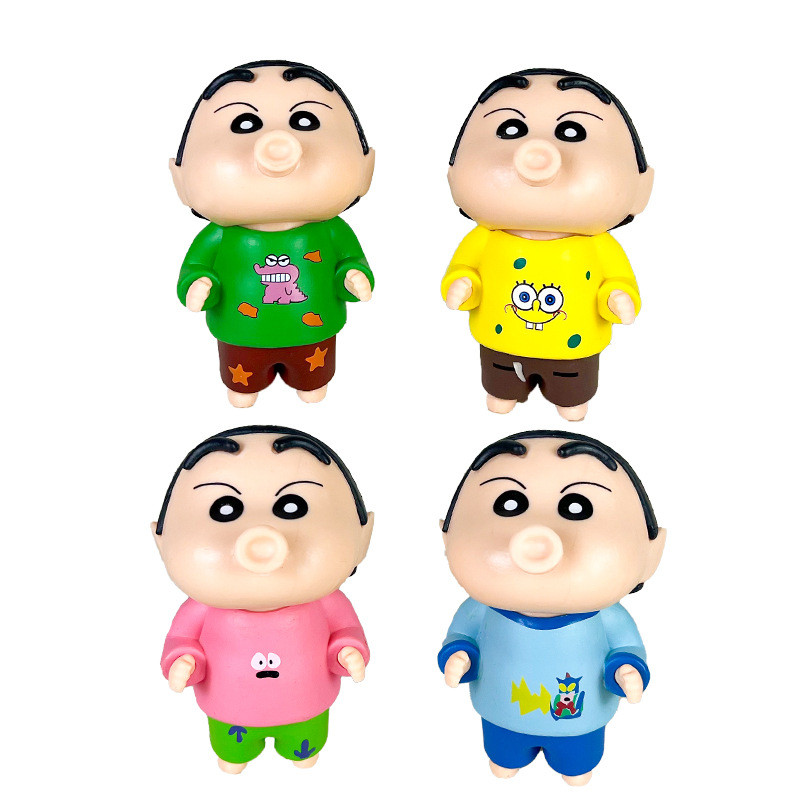 4Pcs/Set 9cm Yoshito Usui Anime Crayon Shin-chan Patrick Star Clothes ...
