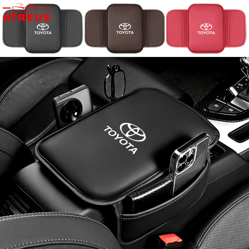 Toyota Car Armrest Pad Organizer Bag Leather Armrest Cushion Auto ...