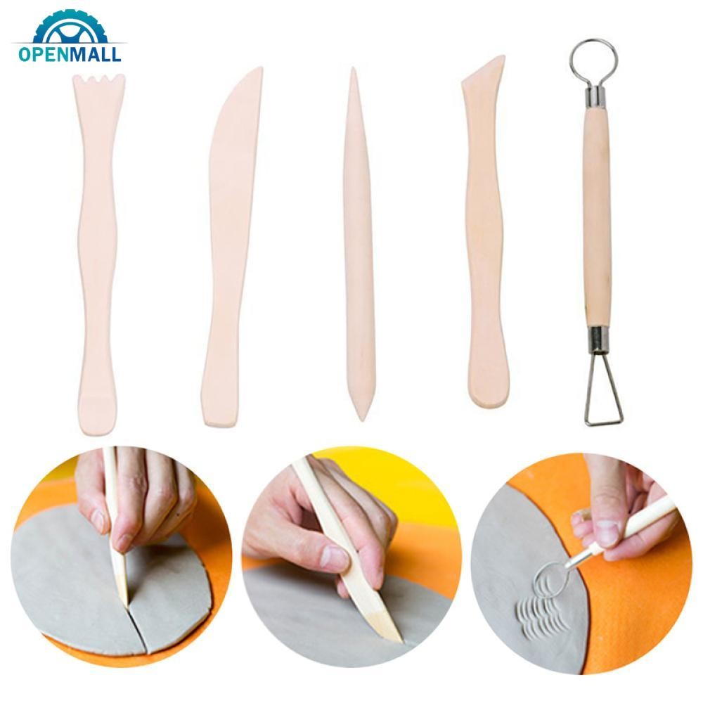 OPENMALL 5pcs Wooden Pottery Tools Artistic Clay Sculpture Carving ...