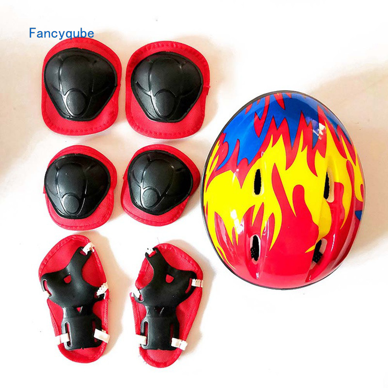 7Pcs Kids Safety Protective Gear Adjustable Helmet Knee Elbow Protector ...