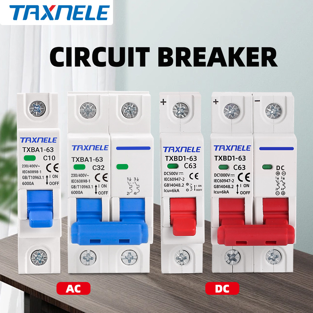 AC DC MCB SOLAR 1P 2P Mini Circuit breaker Air Switch 32A 63A Overload ...