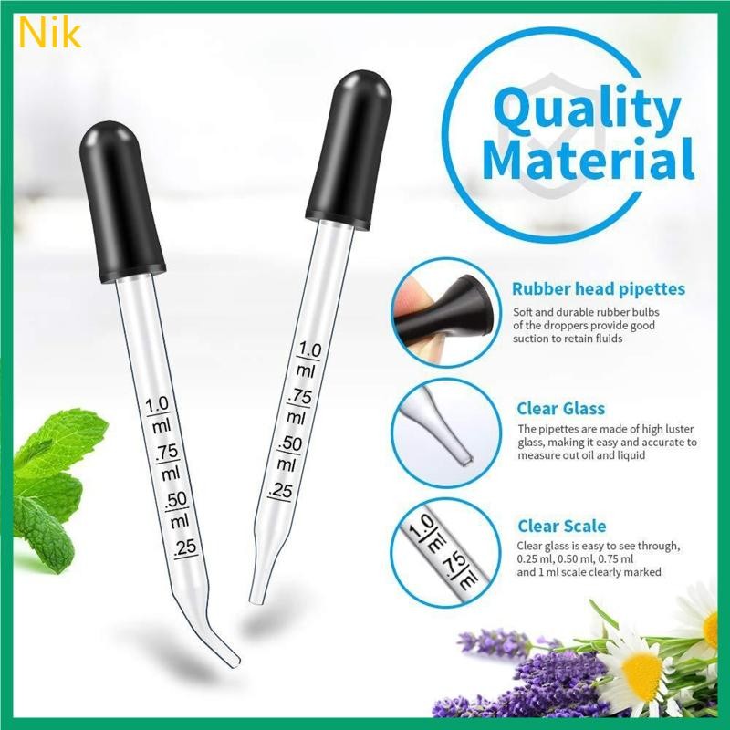 Niki Reusable Dropper Glass Liquid Droppers for Liquid Medicines ...