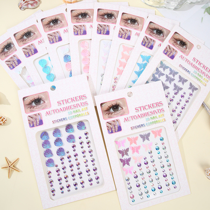 Face Decoration Diamond Sticker Butterfly Nail Crystal Gem Sticker Eye ...