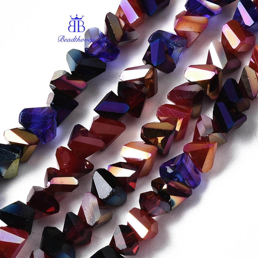 1Strand Electroplate Glass Beads Strands Triangle FireBrick 3.5x6x4.5mm ...