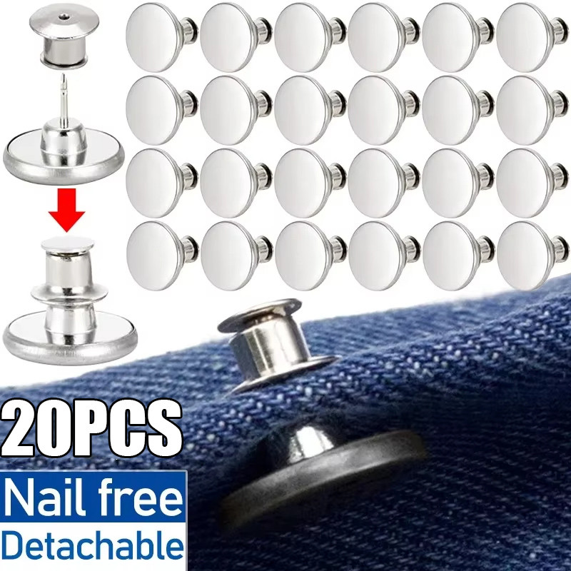 Metal Snap Buttons for Jeans No Tools Needed, 17mm Silver Denim Buttons ...