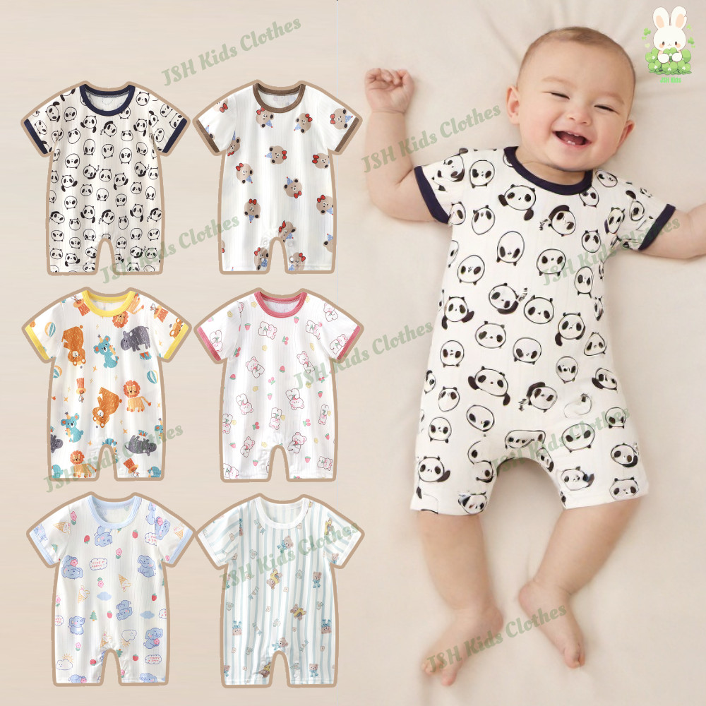 Newborn Baby Stretchable Soft Cotton Round neck short sleeves Buttoned ...