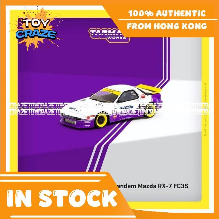 [Authentic] (In Stock) Tarmac Works 1/64 Pandem Mazda RX-7 FC3S White / purple Diecast Car ...