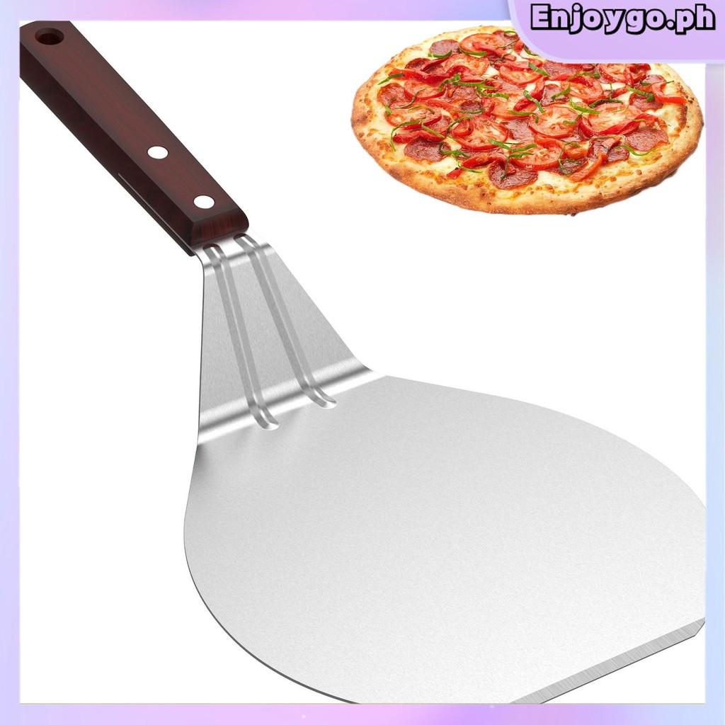 Stainless Steel Pizza Peel Shovel Metal Round Pizza Paddle with Wood ...