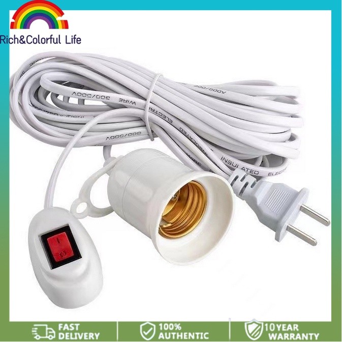 10m 5m 3m Lamp Bulb Holder With Switch Led Light Bulb Extension Socket Shopee Philippines