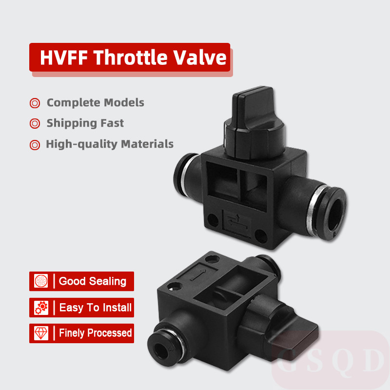 Black HVFF Hand Valve Trachea Straight-through Switch Valve 4/6/8/10/12mm Pneumatic Quick Joint ...