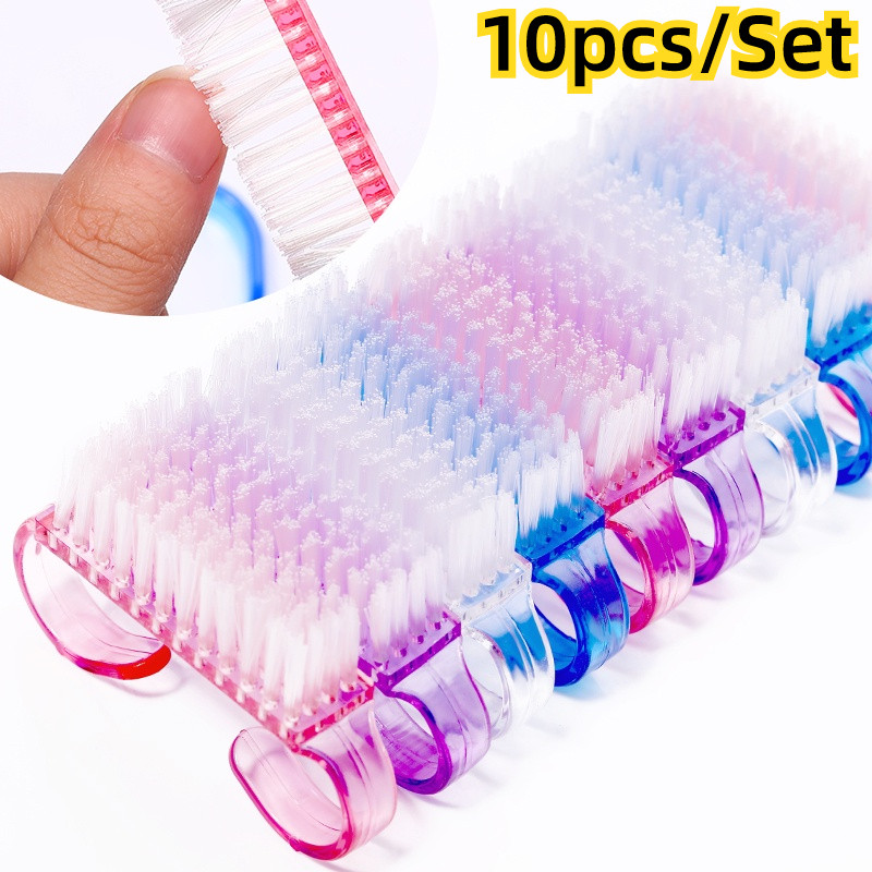 10 Pcs/Lot Acrylic Cleaning Nail Brushes Nail Art Manicure Pedicure ...