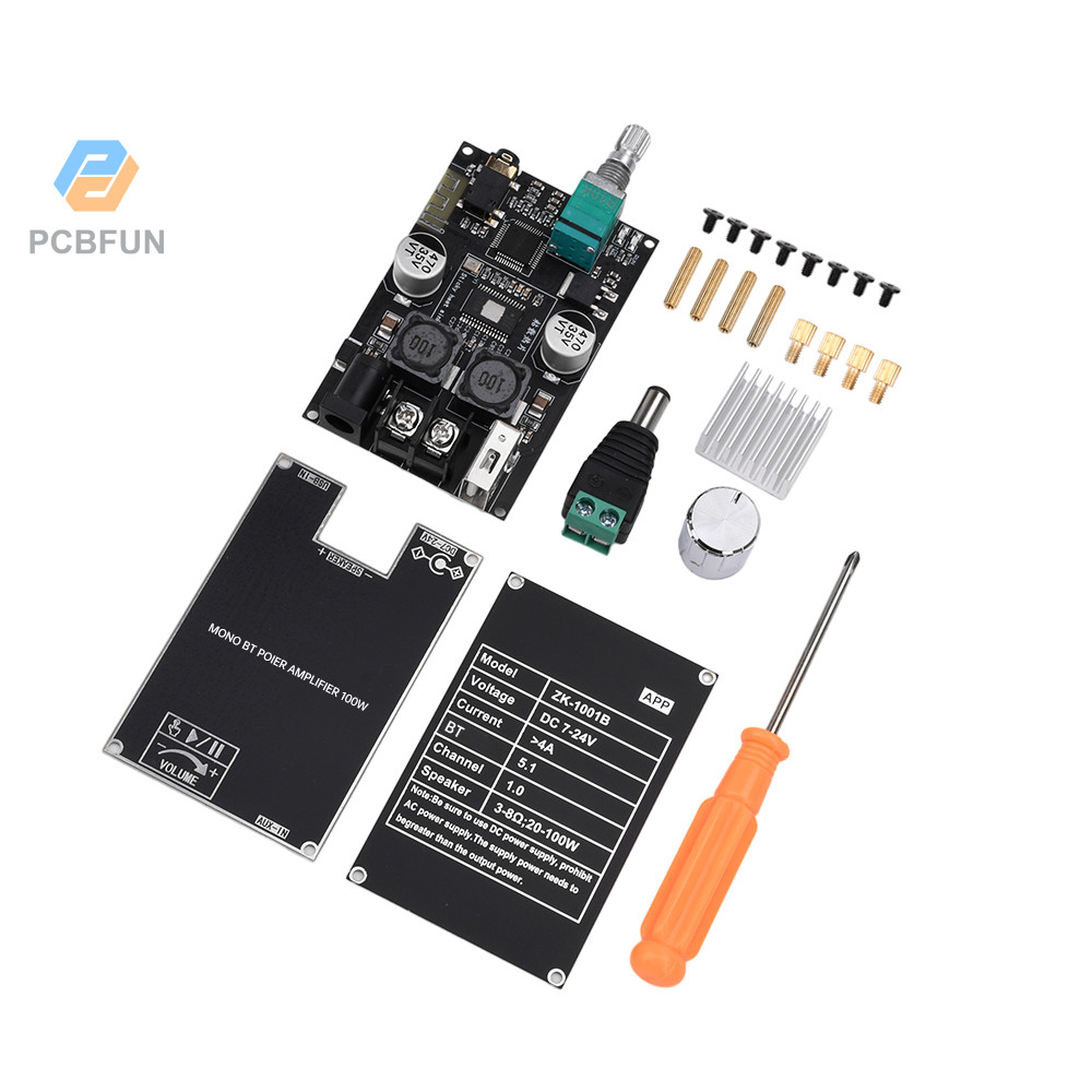 Pcbfun ZK-1001B DC7-24V Mono 100W BT Audio Amplifier Module Supports ...