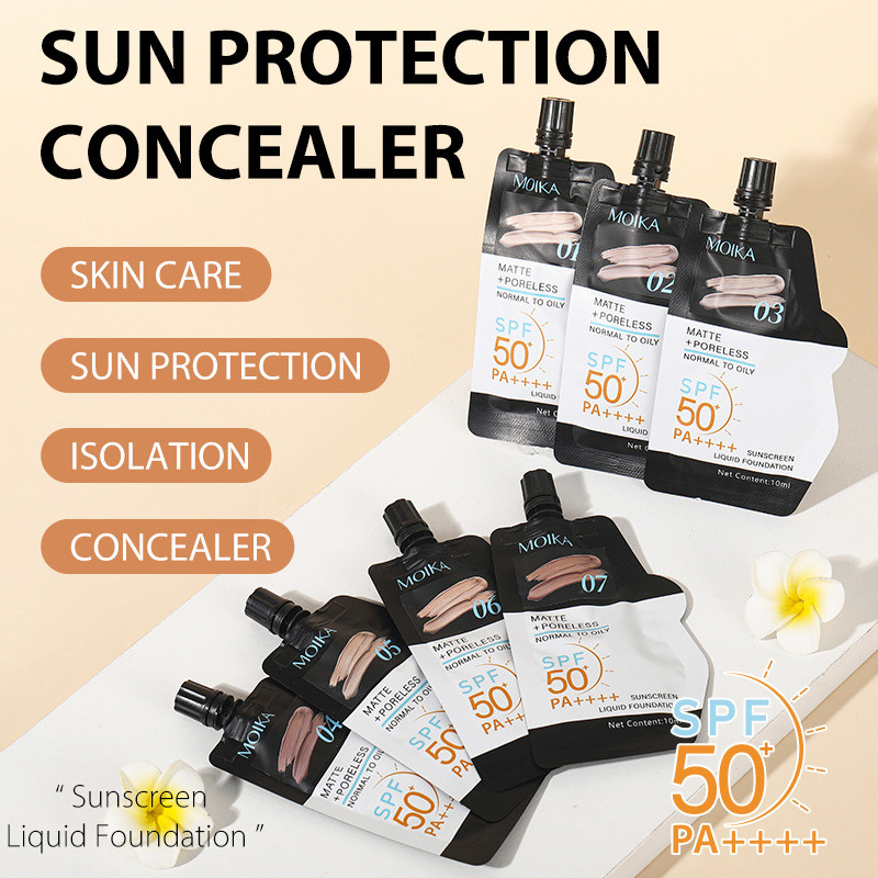 SPF50+ Sunscreen Liquid Foundation Matte Waterproof Isolation Cream ...