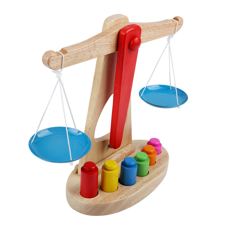 Wooden Balance Scale Children Enlightenment Balance Weight Teaching ...