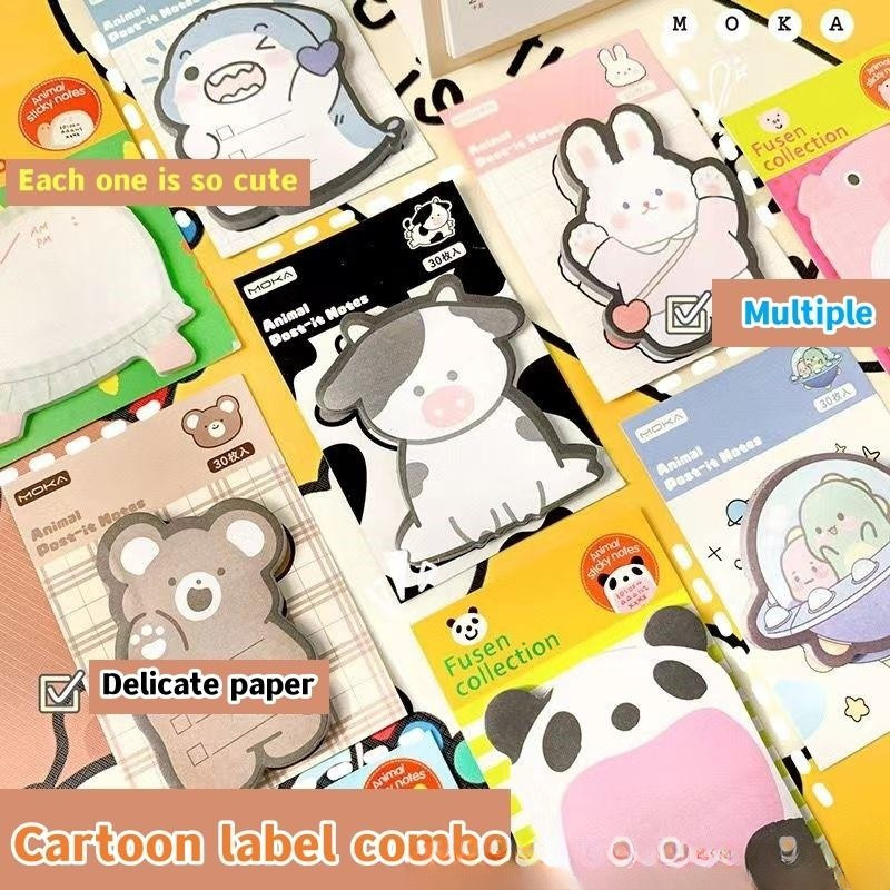 20 sheets cute stickers Note Cartoon Tearable Time Record Memo Student ...
