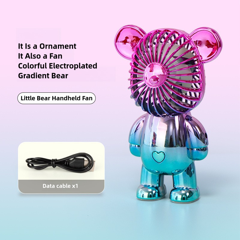 Portable Hand Bear Electroplating Gradient Color Mini Electric Fan ...