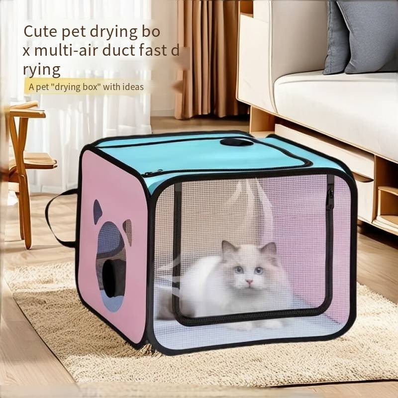 Pet Cat Drying Box Foldable Small Medium Quick Dryer Dog Bath Hair ...