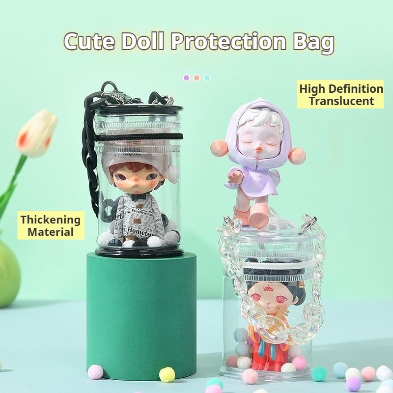 PVC Transparent Dolls Bag Cylindrical Protective Case for Blind Box ...