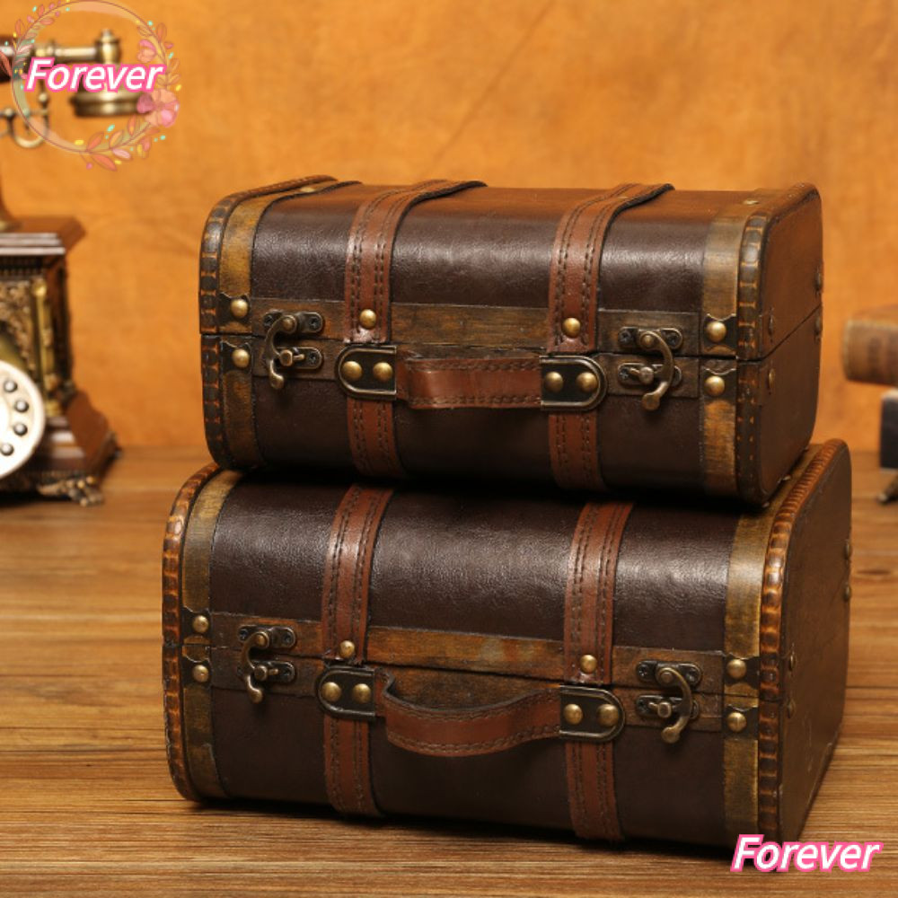 FOREVER Wooden Storage Box, Durable Antique Style Medieval Suitcase ...