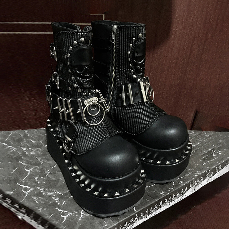Punk Platform Ankle Boots Original Subculture Slugged Bottom Boots Mid ...