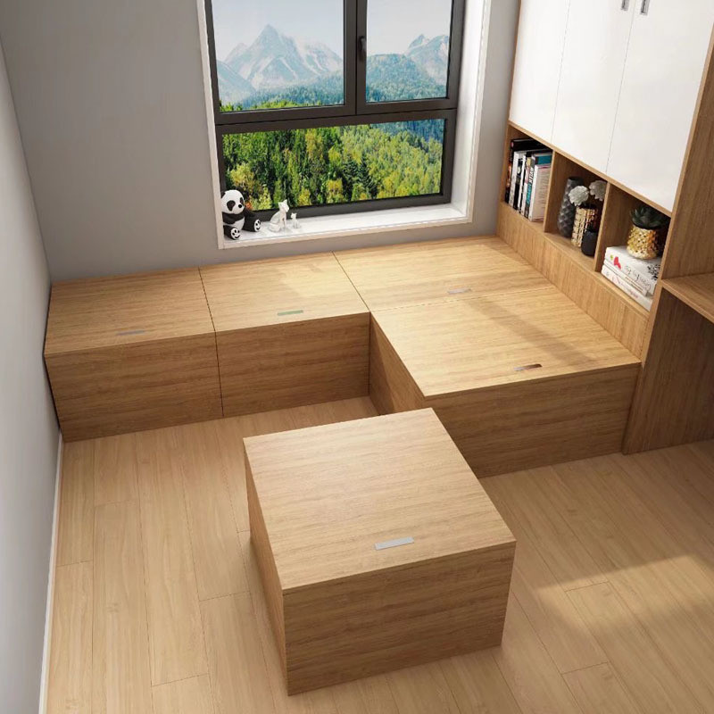 Small Apartment Tatami Bed Combination Wooden Box Stitching Bed Storage ...