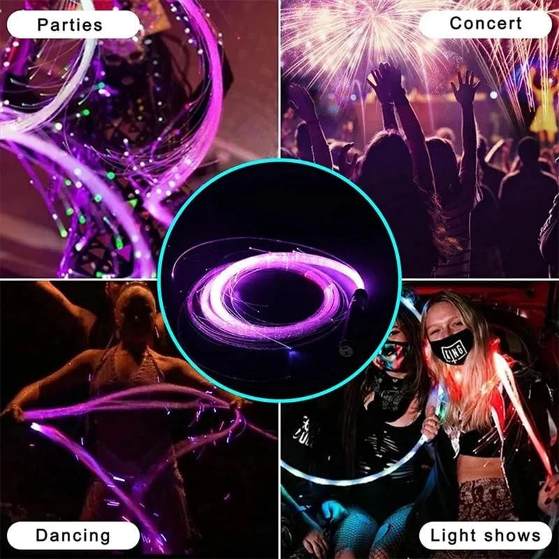 LED Whips Light Up Swivel Dancing Fiber Optic Whips Reusable Fiber ...