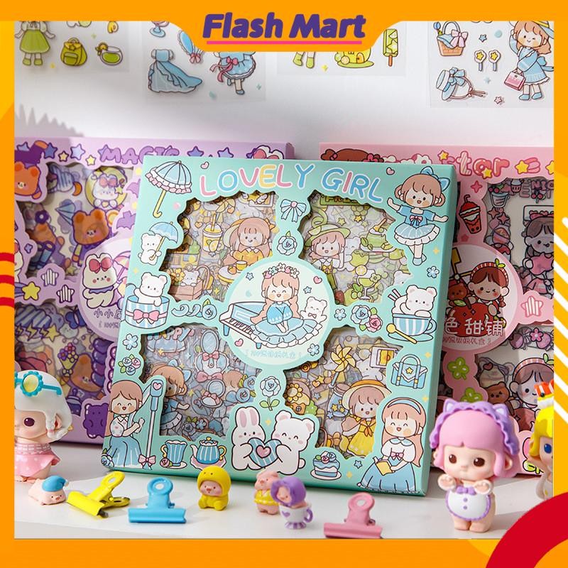 100PCS Cute Waterproof Sticker Set Transparent Stationary Stickers ...