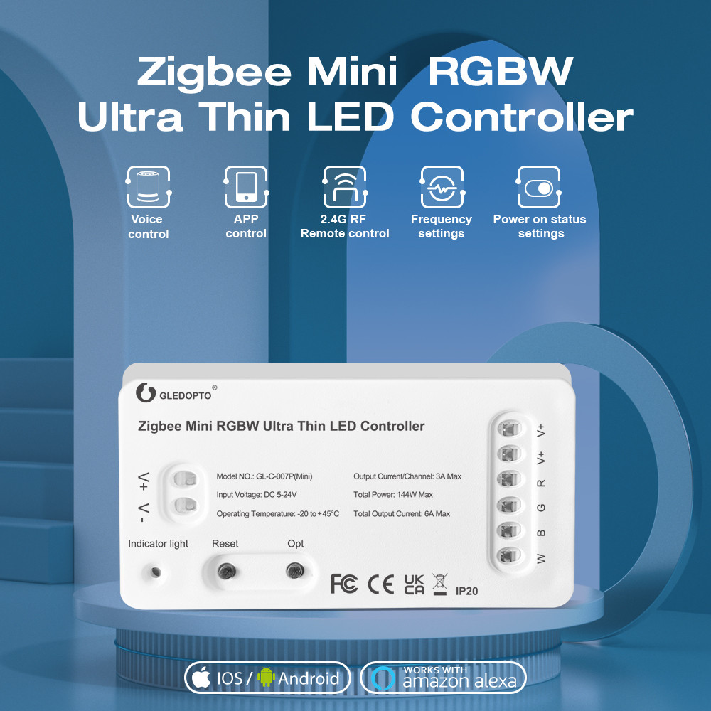 Gledopto Smart Zigbee3.0 Ultra Thin Mini RGBW RGB White LED Light Strip ...