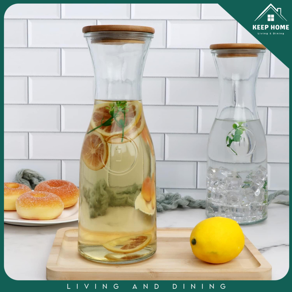 KeepHome Transparent Glass Carafe Pitcher Glass Water Bottle Beverage ...