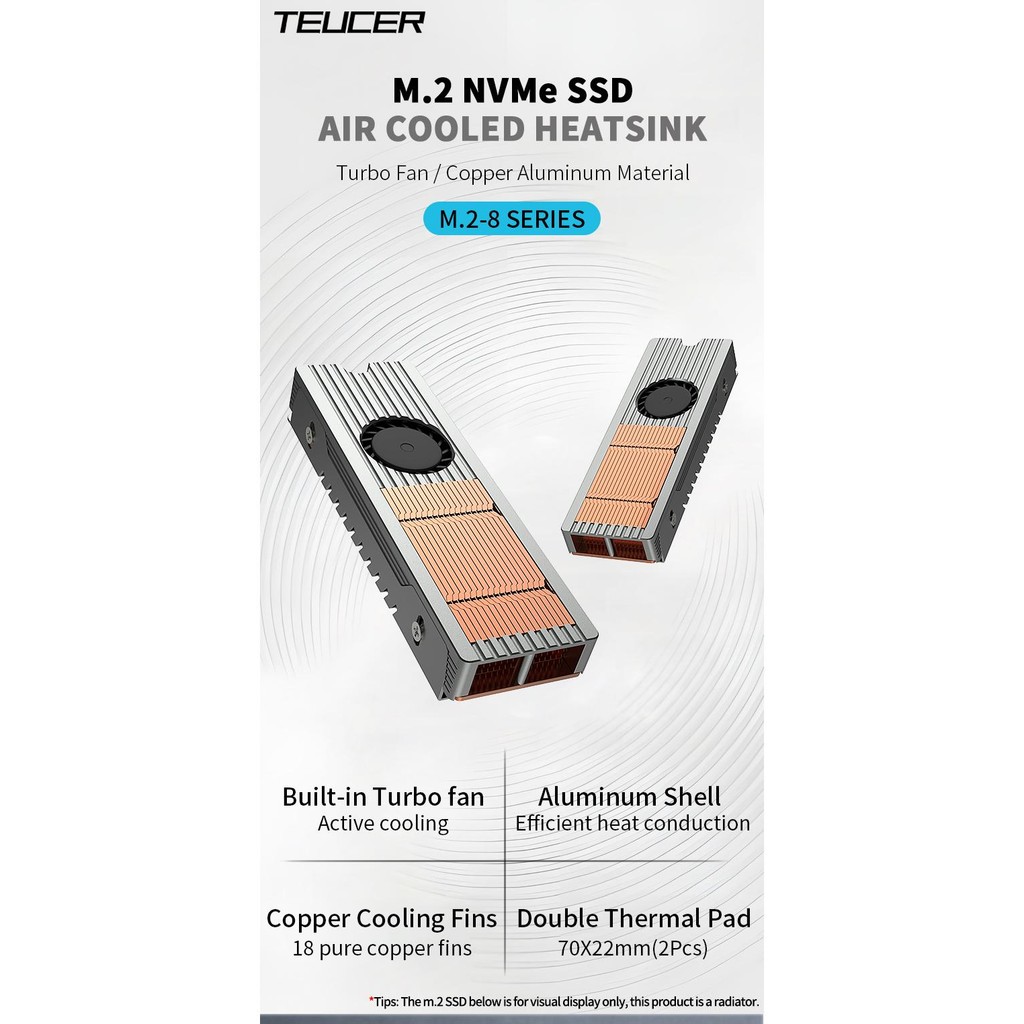 TEUCER M.2-8 2280 SSD Heatsink Copper Aluminum Material M.2 NVME ...