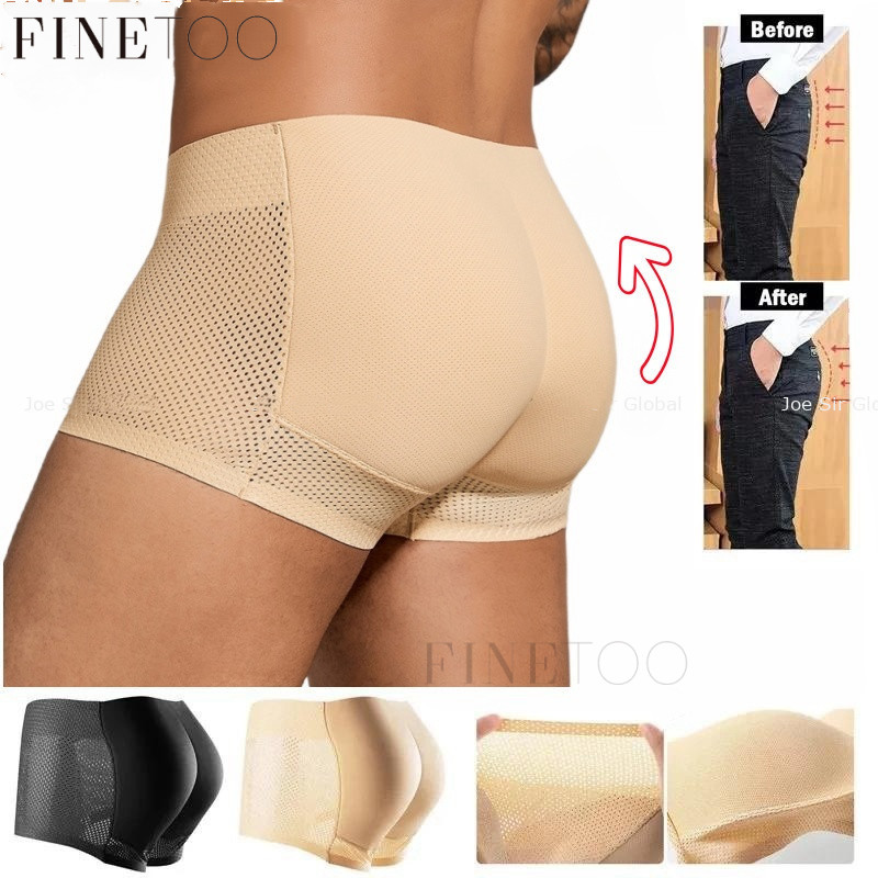 FINETOO Men Boxer Underwear Pad Padded Boxer Shorts Butt Lifter Padding ...