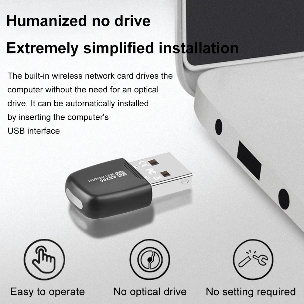 Mini USB WIFI 6 Network Card 286Mbps 802.11ax Dongle USB 2.4GHz Wi-Fi ...