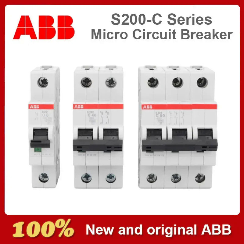 Original ABB Miniature Circuit Breaker S200 S201 S202 S203 S204 SSeries C Type 1P 2P 3P 4P 1A 2A ...