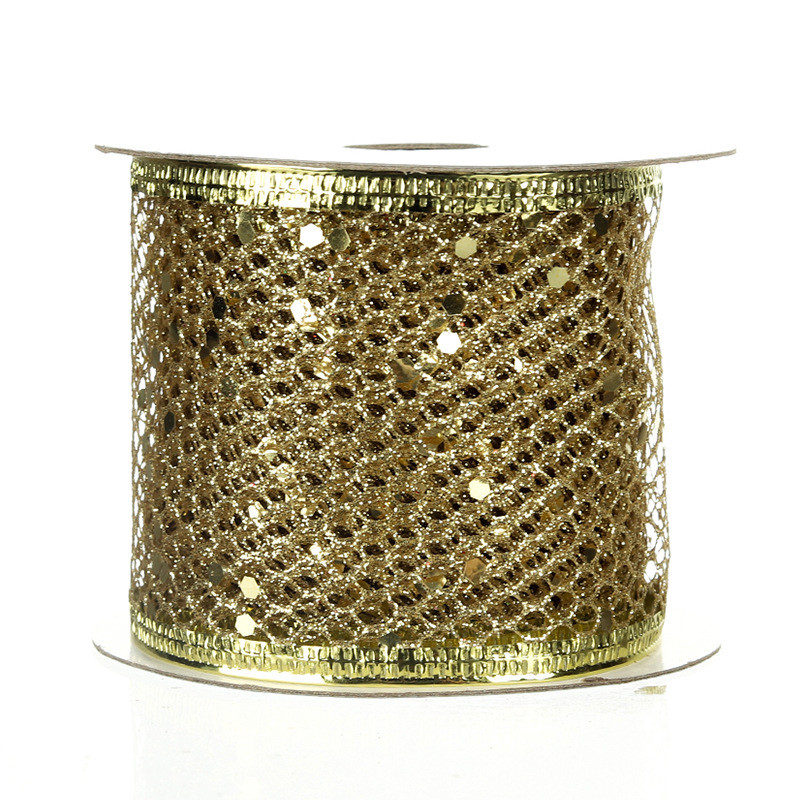1 Roll 9m/10yard Sparkling Glitter Mesh Sequin Wired Christmas Ribbon ...