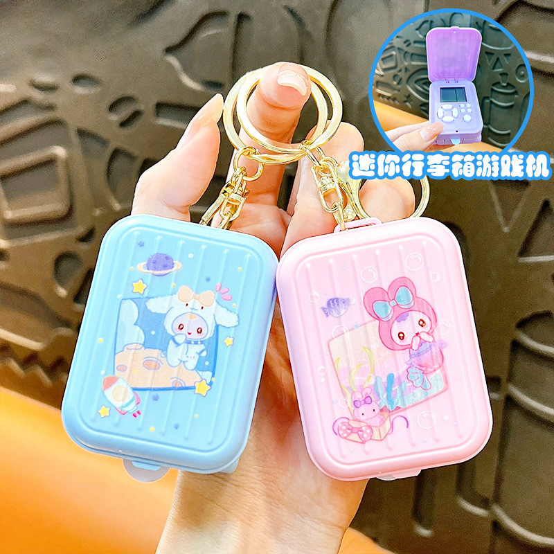 Cartoon Luggage Game Console Keychain Mini Tetris Game Console Keychain ...