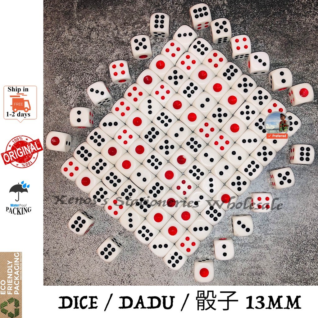 DICE DADU / ROUND CORNER OPAQUE DICE / SIX SIDED SQUARE OPAQUE 13MM ...