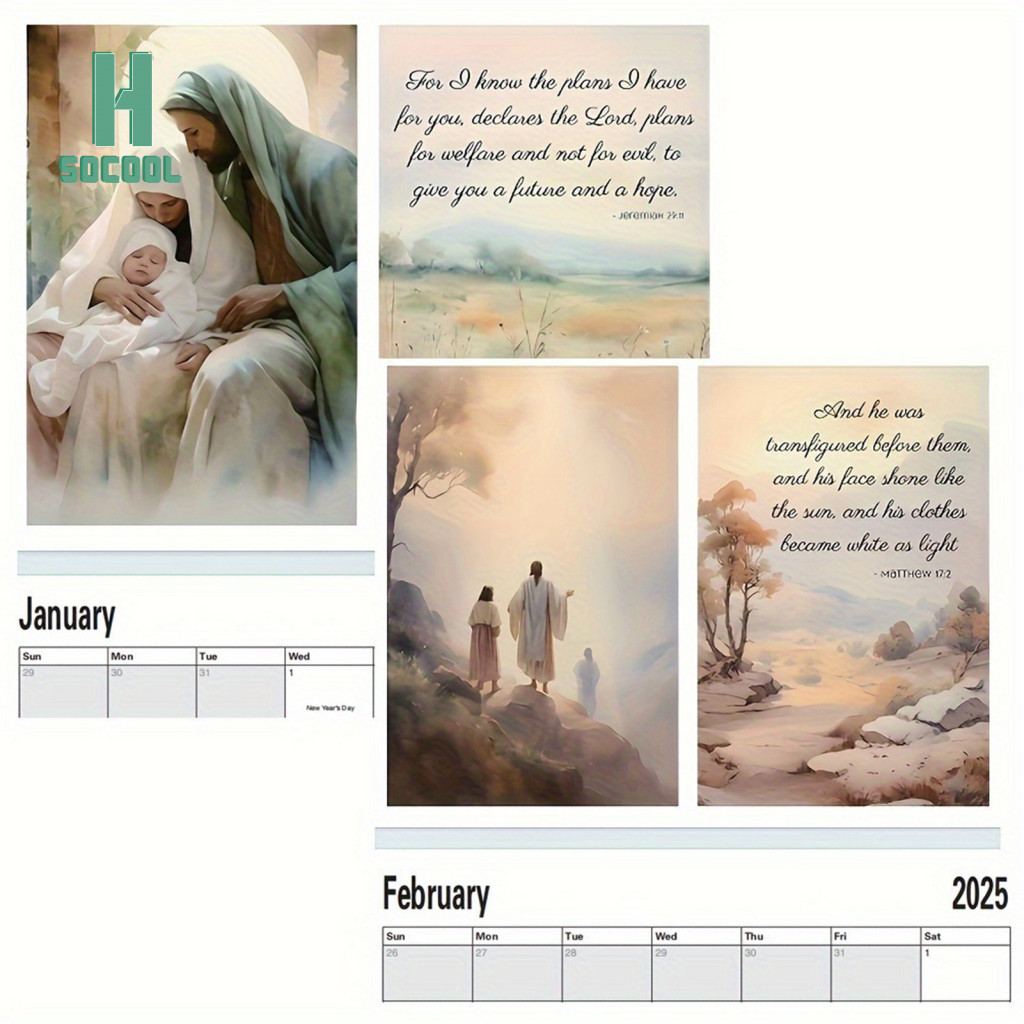 Elegant Design Jesus Wall Calendar Wall Calendar with Spacious Date ...