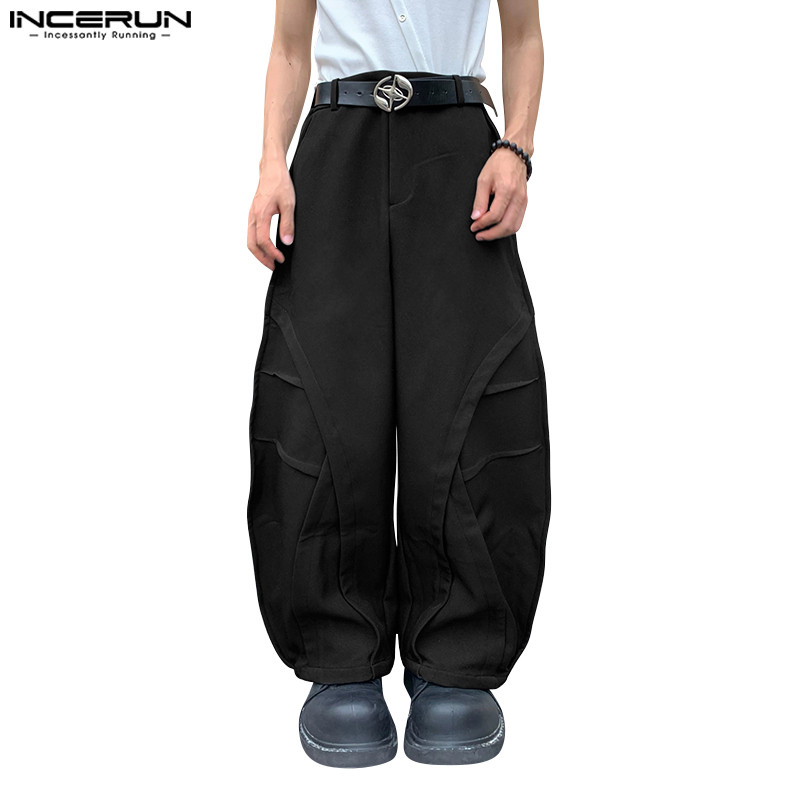 INCERUN Men Korean Casual Three-Dimensional Cuts High-Quality Trousers ...