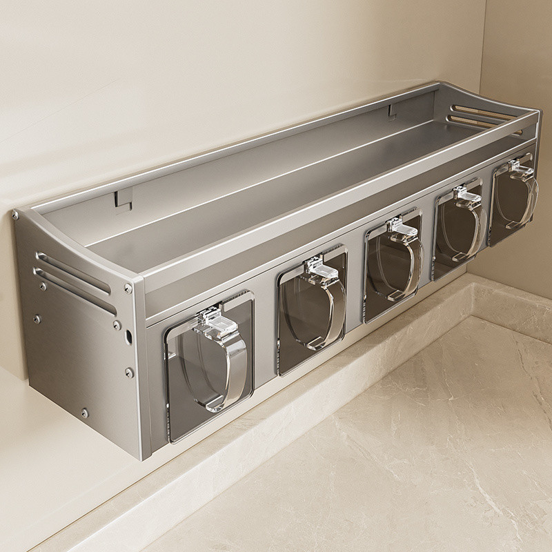 Stainless Steel Perforation-Free Kitchen Condiment Rack Wall-Mounted ...