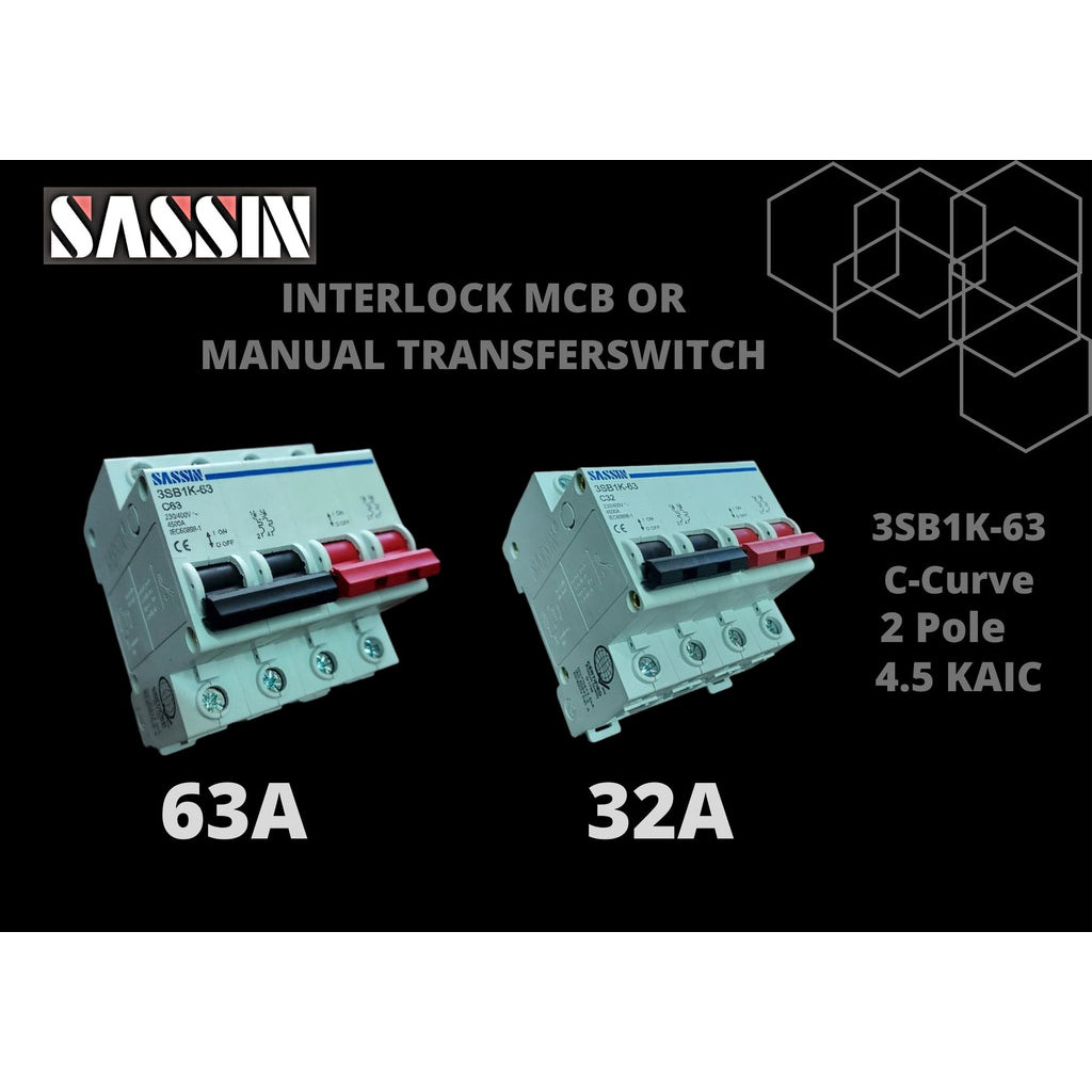 SASSIN Manual Transfer Switch / Interlock MCB ( 32A or 63A ) | Shopee ...