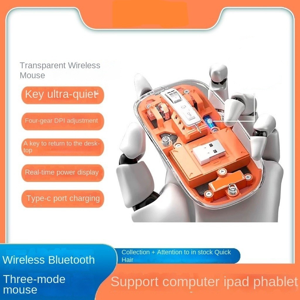 Transparent Transparent Mouse Wireless Bluetooth Mouse Rechargeable ...