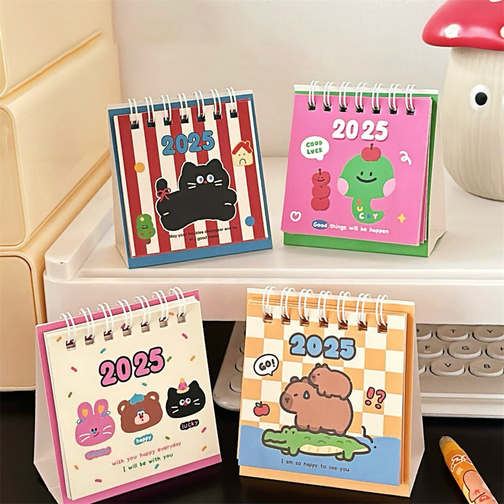 Cute Cartoon Mini Desk Calendar 2025 Desktop Calendar Student Office ...