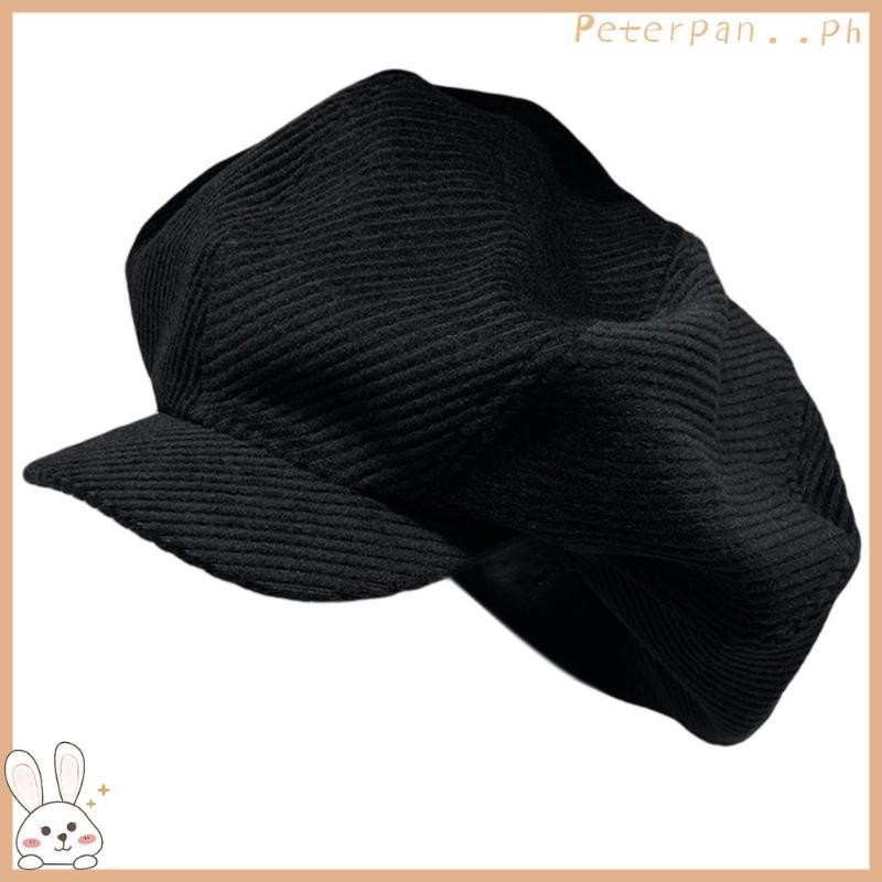 PP Vintage Artist Hat Warm Octagonal Hat Retro Corduroy Beret Cap Retro ...